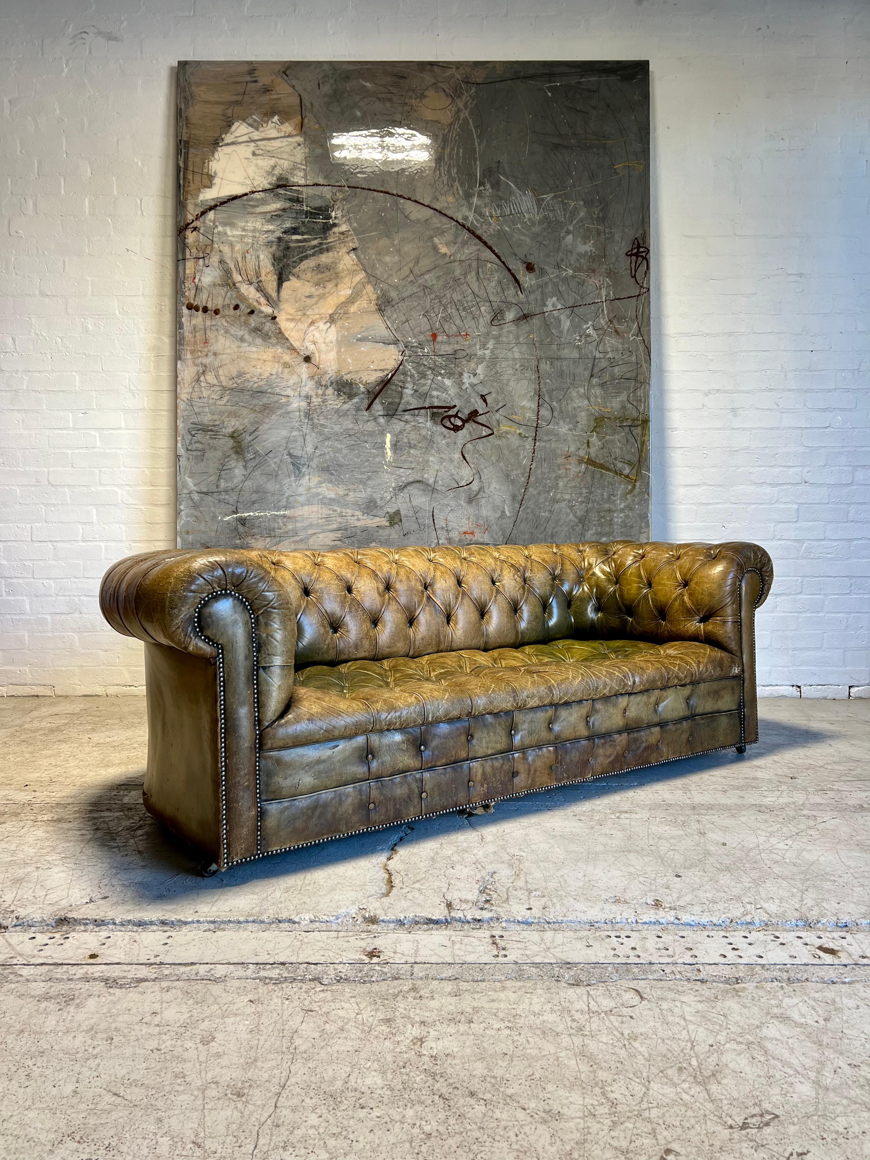 Exceptional MidC Chesterfield Suite in Original Hand Dyed Leathers For ...