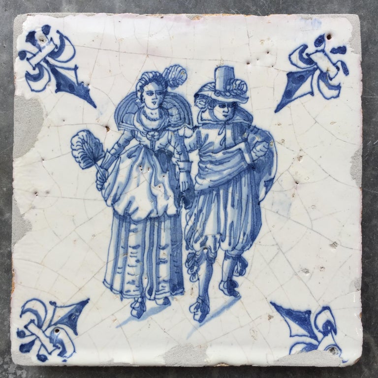 Exceptional Set of 20 Blue and White Dutch Delft Tiles with Figures at ...