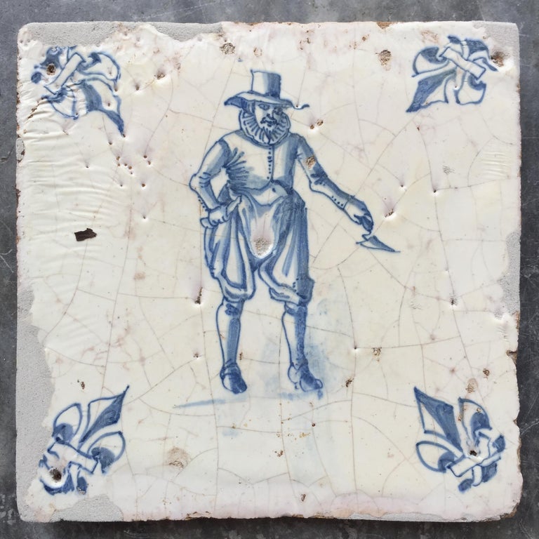 Exceptional Set of 20 Blue and White Dutch Delft Tiles with Figures at ...