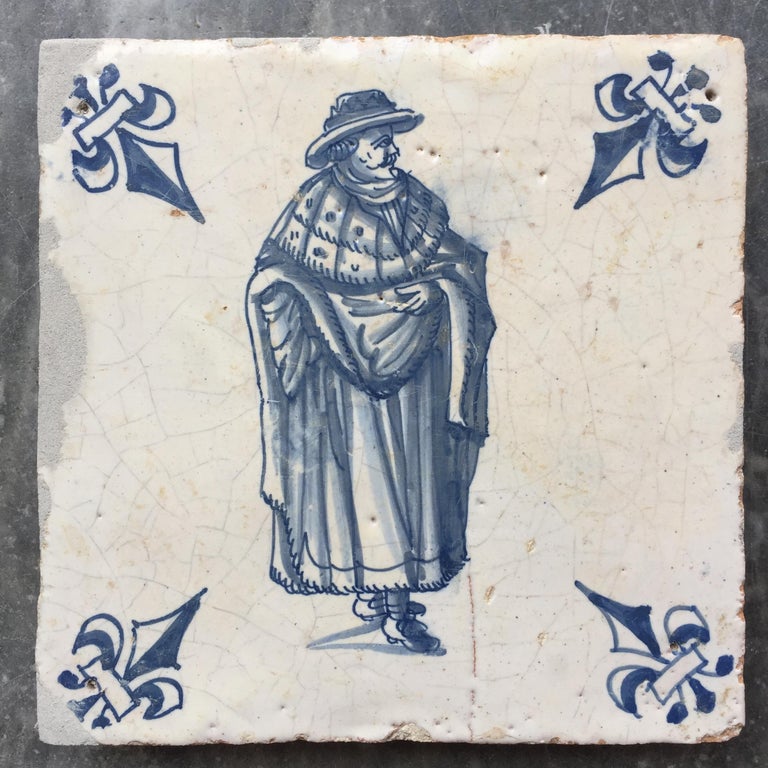 Exceptional Set of 20 Blue and White Dutch Delft Tiles with Figures at ...