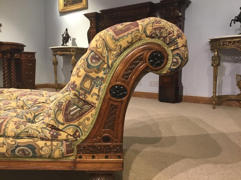 Exhibition Quality Victorian Aesthetic Period Walnut and Ebony Day Bed ...