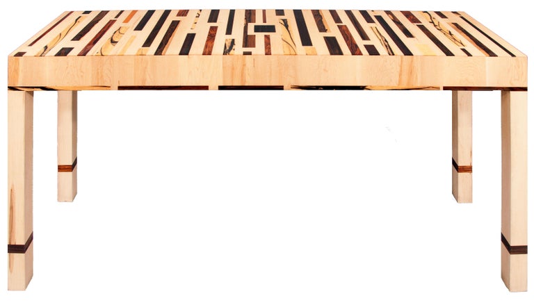 Expressionistic Geometric Inlaid Maple and Exotic Wood Console Table ...