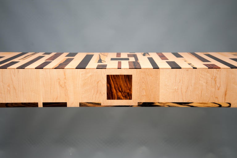 Expressionistic Geometric Inlaid Maple and Exotic Wood Console Table ...