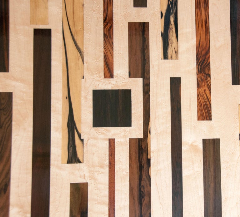 Expressionistic Geometric Inlaid Maple and Exotic Wood Console Table ...