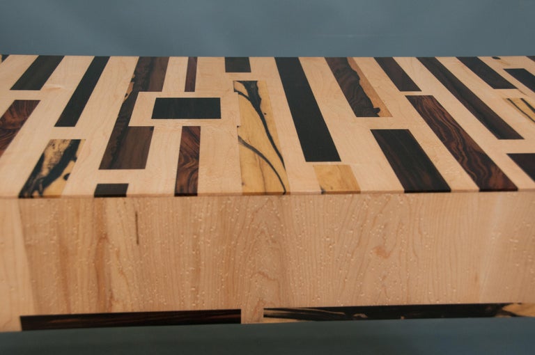 Expressionistic Geometric Inlaid Maple and Exotic Wood Console Table ...