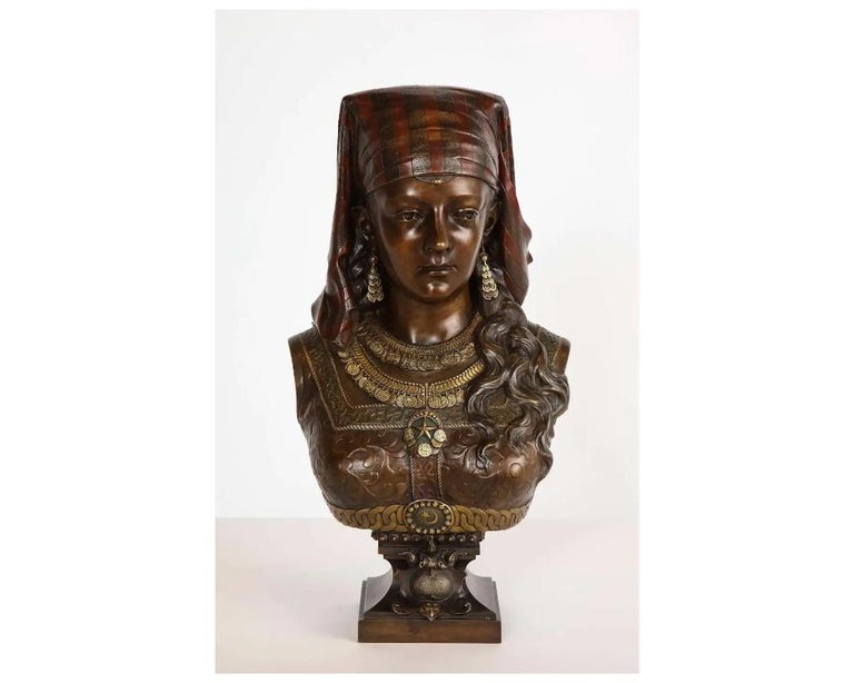 Exquisite French Multi-Patinated Orientalist Bronze Bust of Saida, by ...
