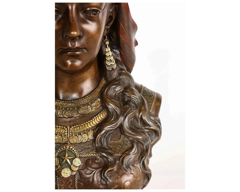 Exquisite French Multi-Patinated Orientalist Bronze Bust of Saida, by ...