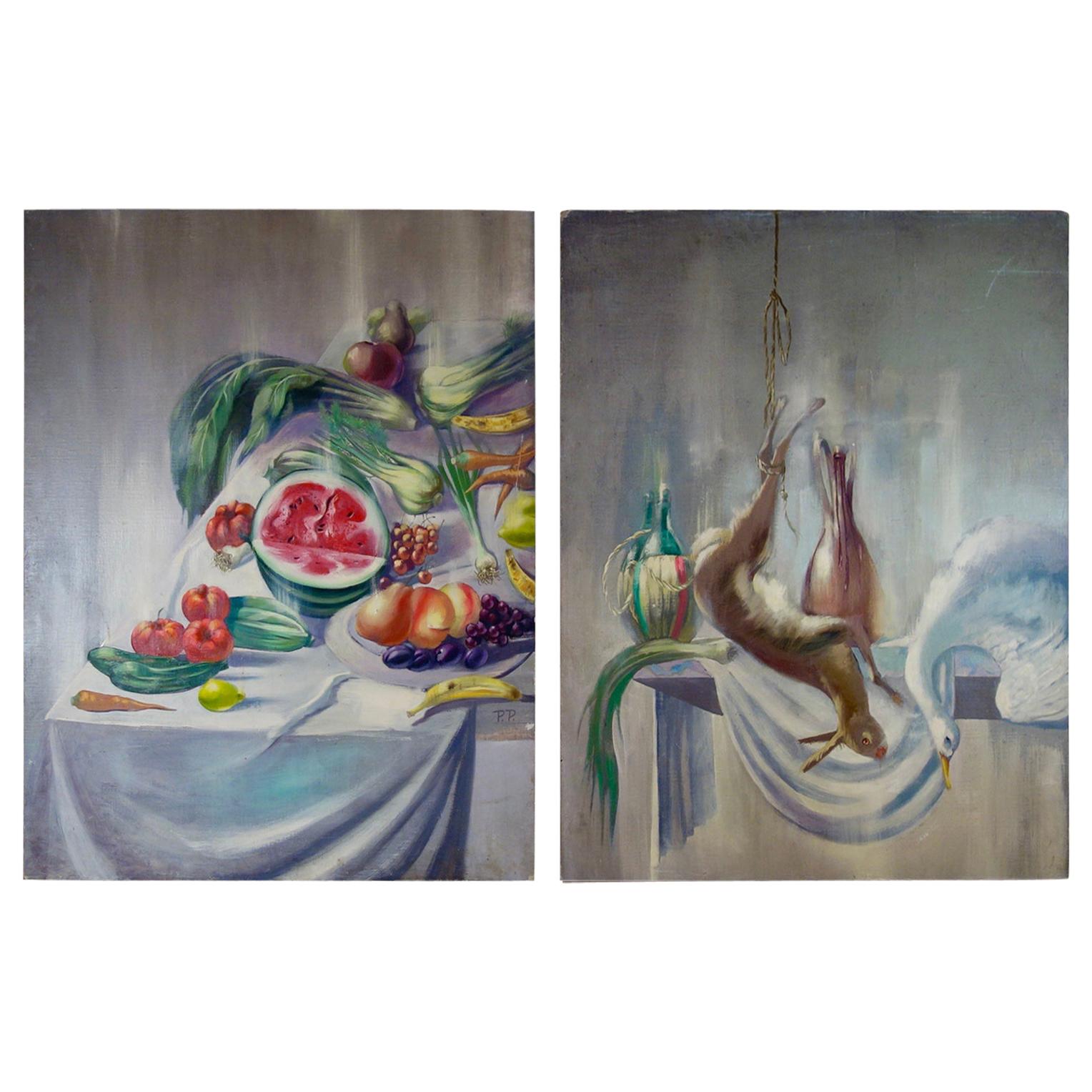W.Jenkins Large Still Life Fruits Oil on Canvas Painting at 1stDibs
