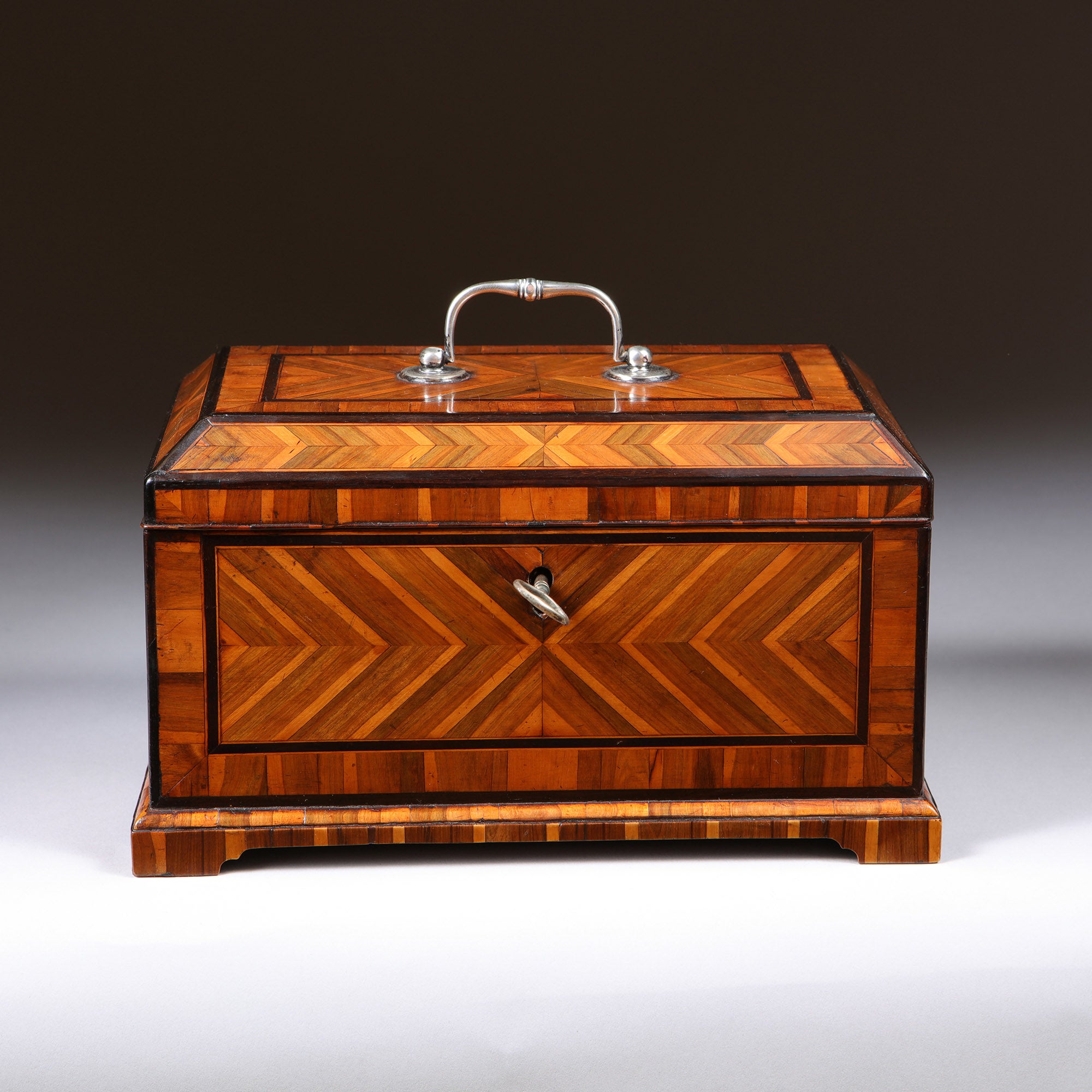 An Extremely Rare Geometric George II Parquetry Cocuswood Tea Caddy ...