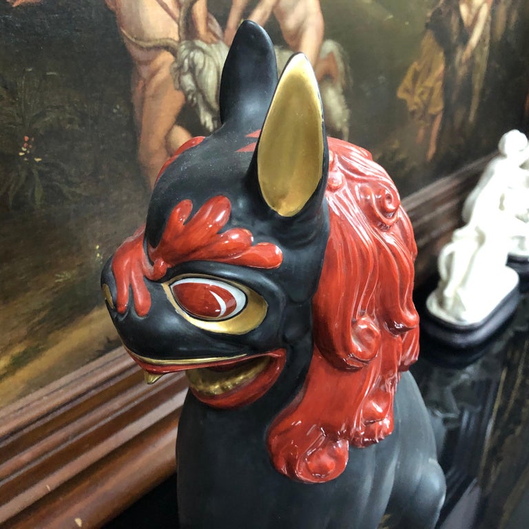 1980s High Quality Hand-Painted Porcelain Pho Dog For Sale at 1stDibs