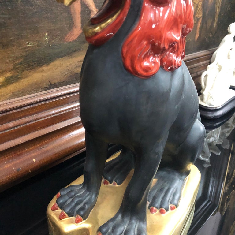 1980s High Quality Hand-Painted Porcelain Pho Dog For Sale at 1stDibs