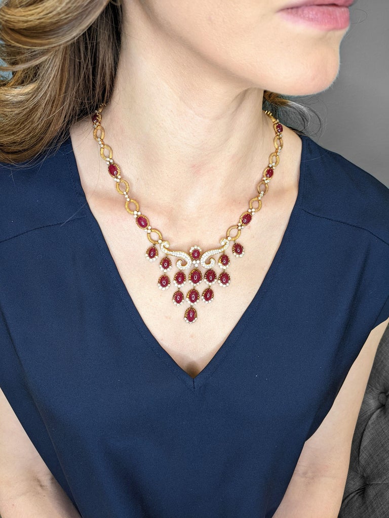 Important and Unique Ruby and Diamond Necklace For Sale at 1stDibs