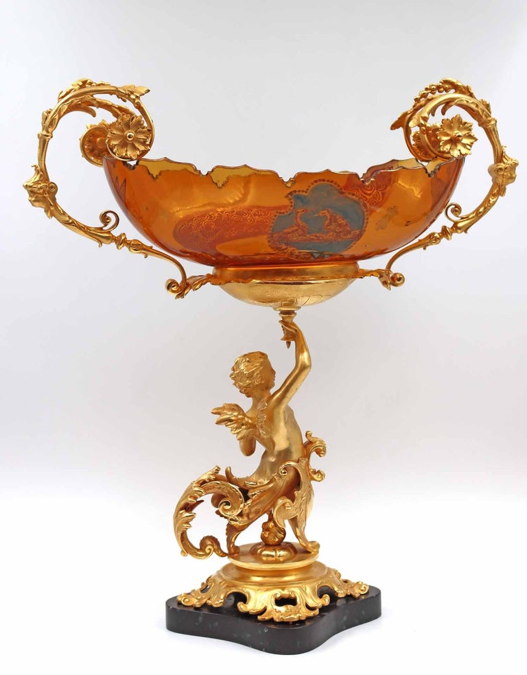 Important Bohemian Crystal Cup in Amber Colour at 1stDibs