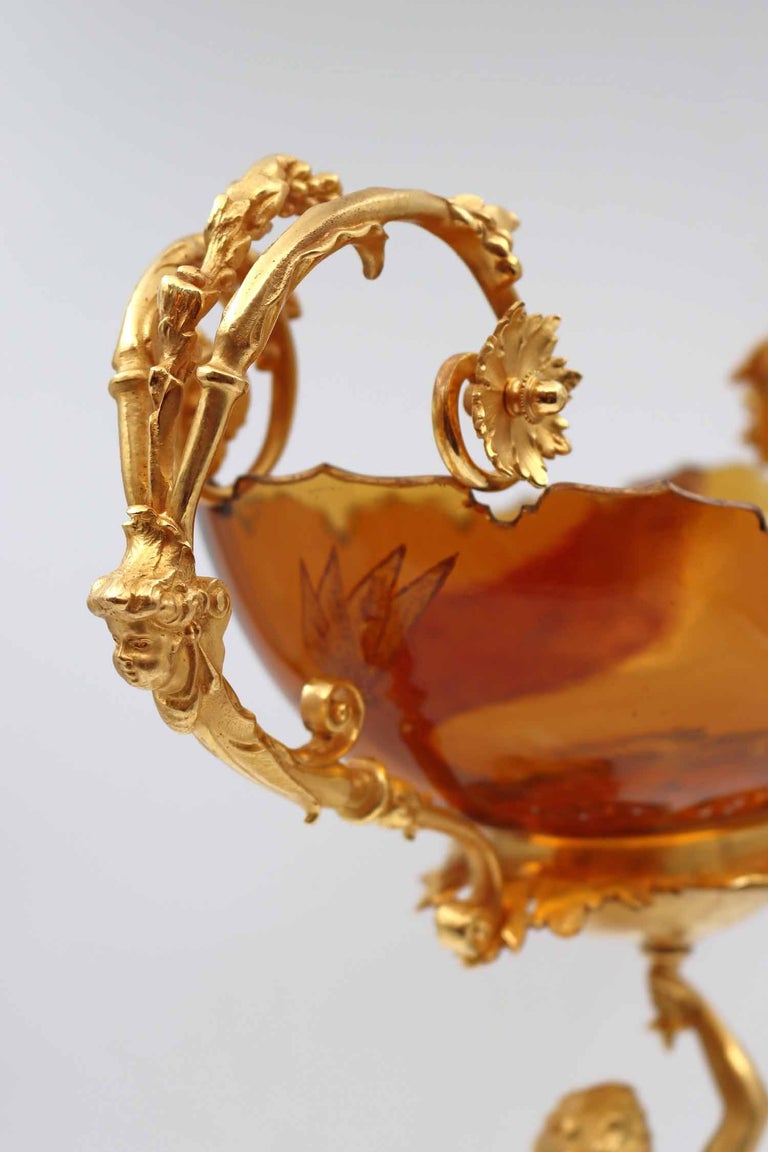 Important Bohemian Crystal Cup in Amber Colour at 1stDibs