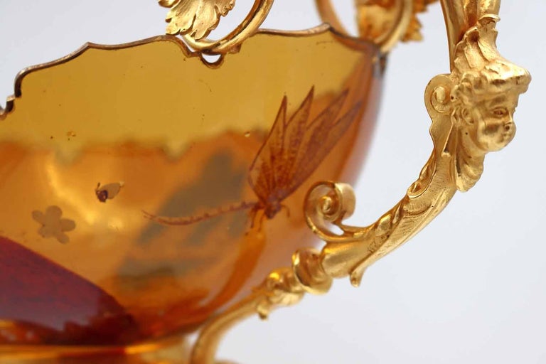 Important Bohemian Crystal Cup in Amber Colour at 1stDibs