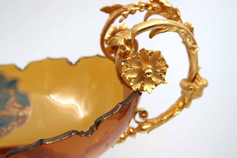 Important Bohemian Crystal Cup in Amber Colour at 1stDibs