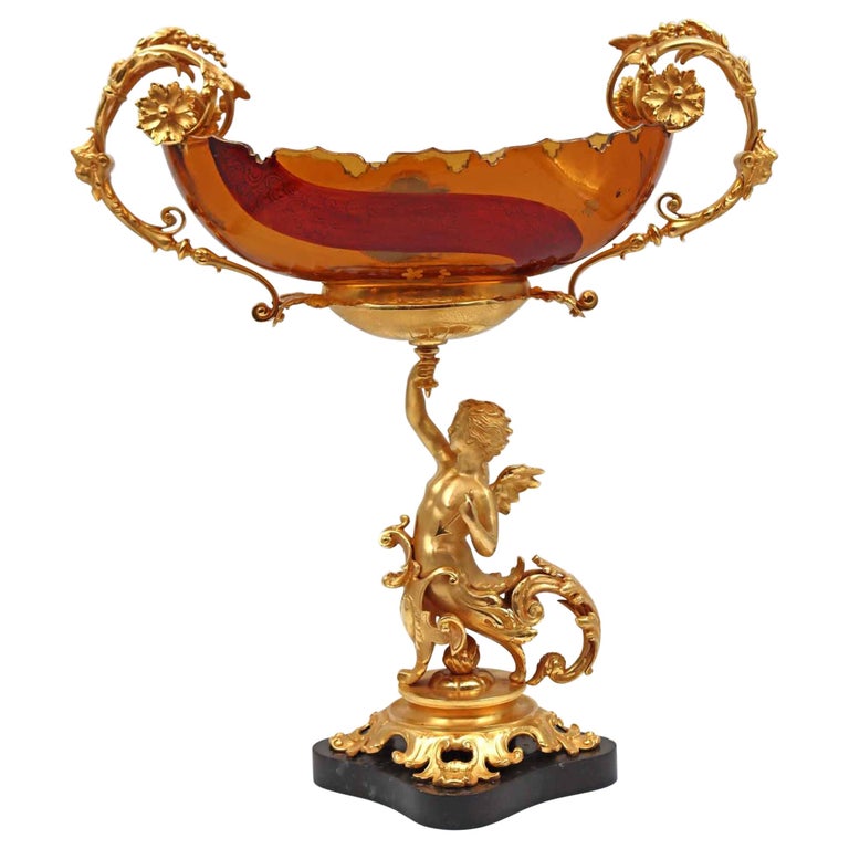 Important Bohemian Crystal Cup in Amber Colour at 1stDibs