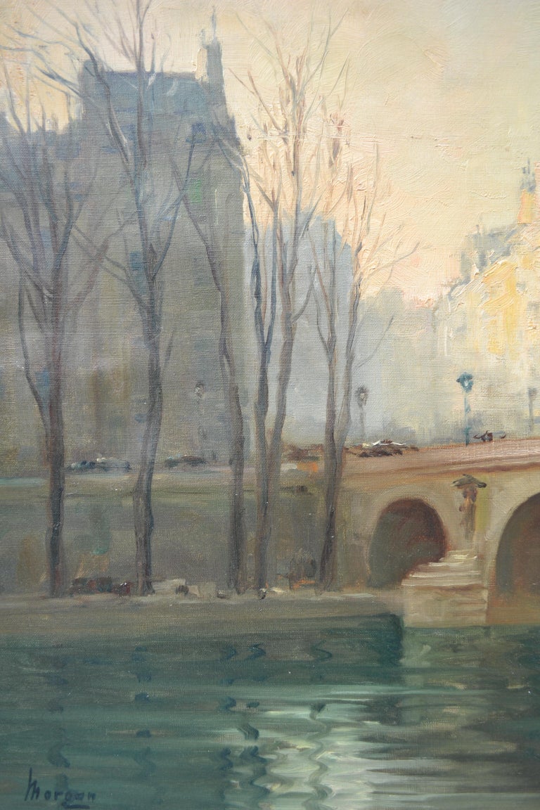Impressionist Style Painting of Le Pont Marie in Paris Signed Morgan ...