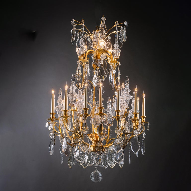 Impressive Louis XV Style Gilt-Bronze and Cut-Crystal and Moulded-Glass ...