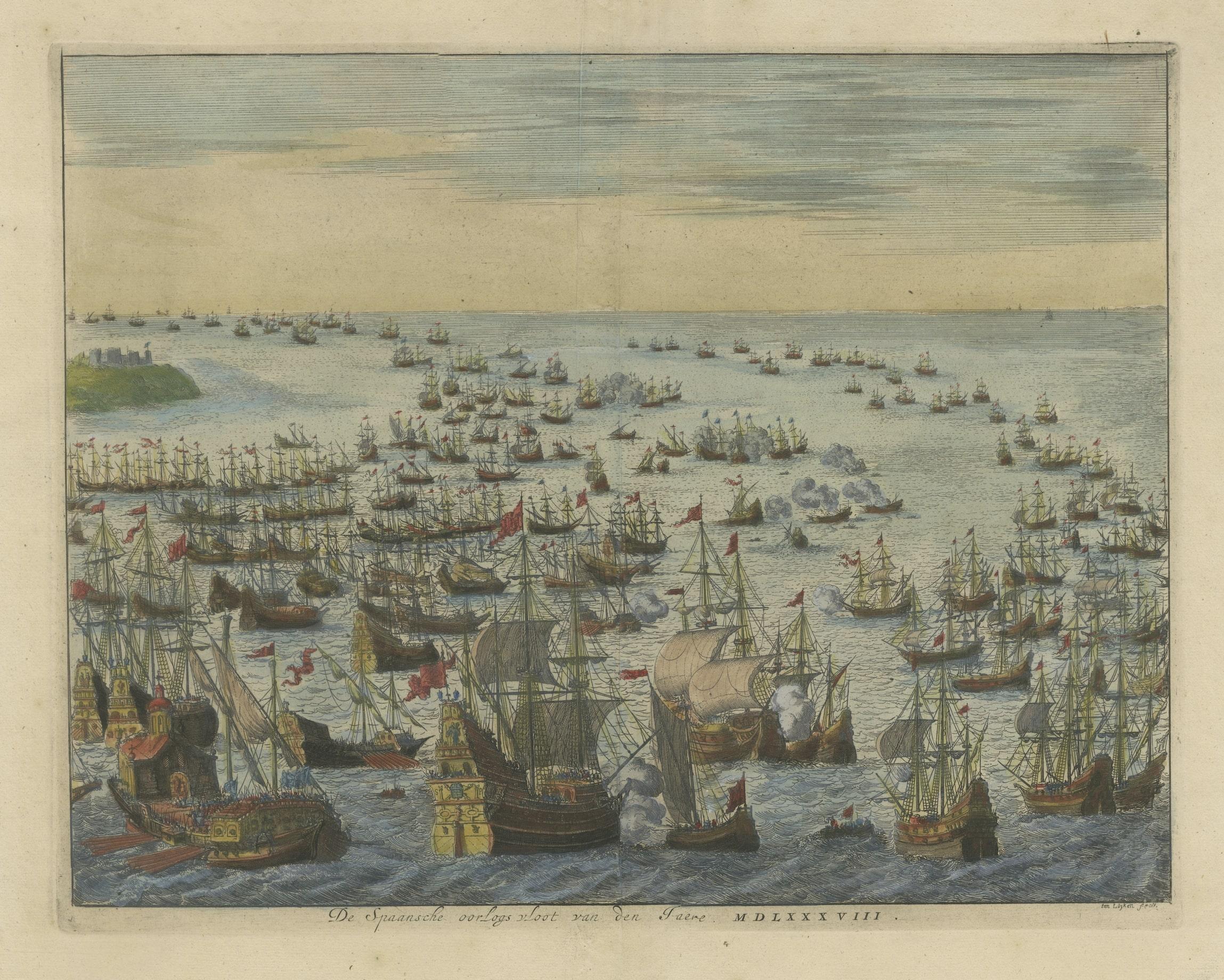 Impressive Rare View of the Defeat of the Spanish Fleet or Armada in ...