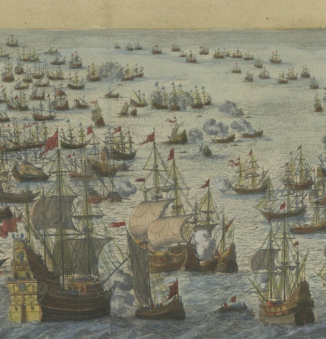 Impressive Rare View of the Defeat of the Spanish Fleet or Armada in ...
