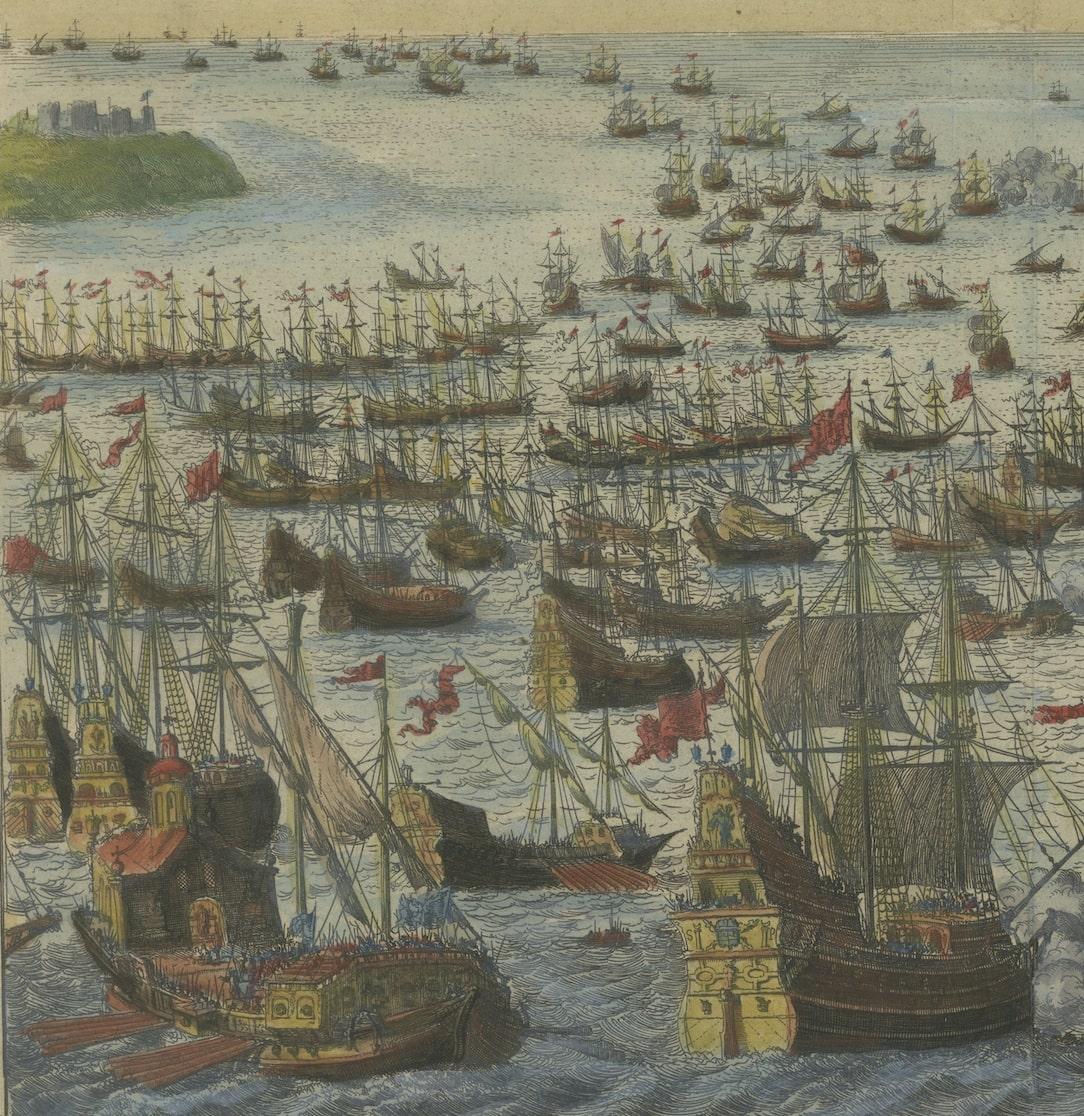 Impressive Rare View of the Defeat of the Spanish Fleet or Armada in ...