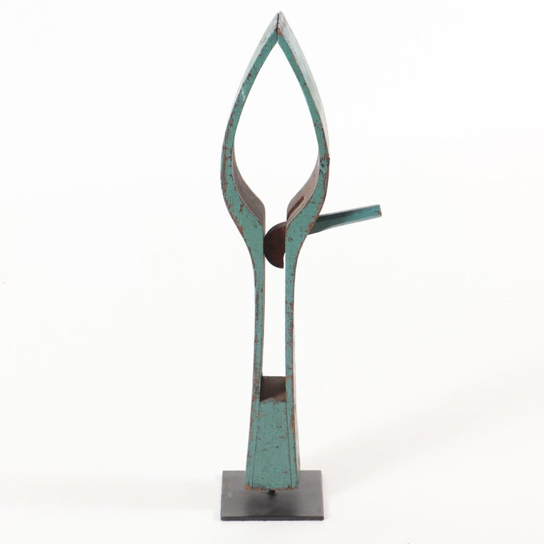 Industrial Painted Wood Tanner Instrument on Black Metal Base, circa ...