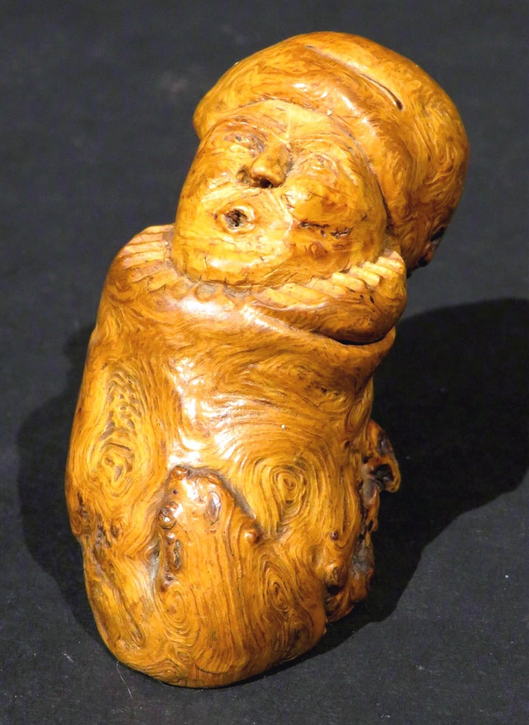 An Intriguing 18th Century Carved Burl Wood Treen Figure, Continental ...
