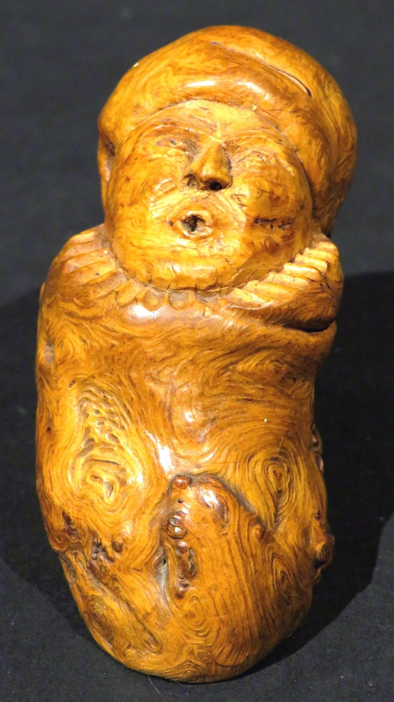 An Intriguing 18th Century Carved Burl Wood Treen Figure, Continental ...