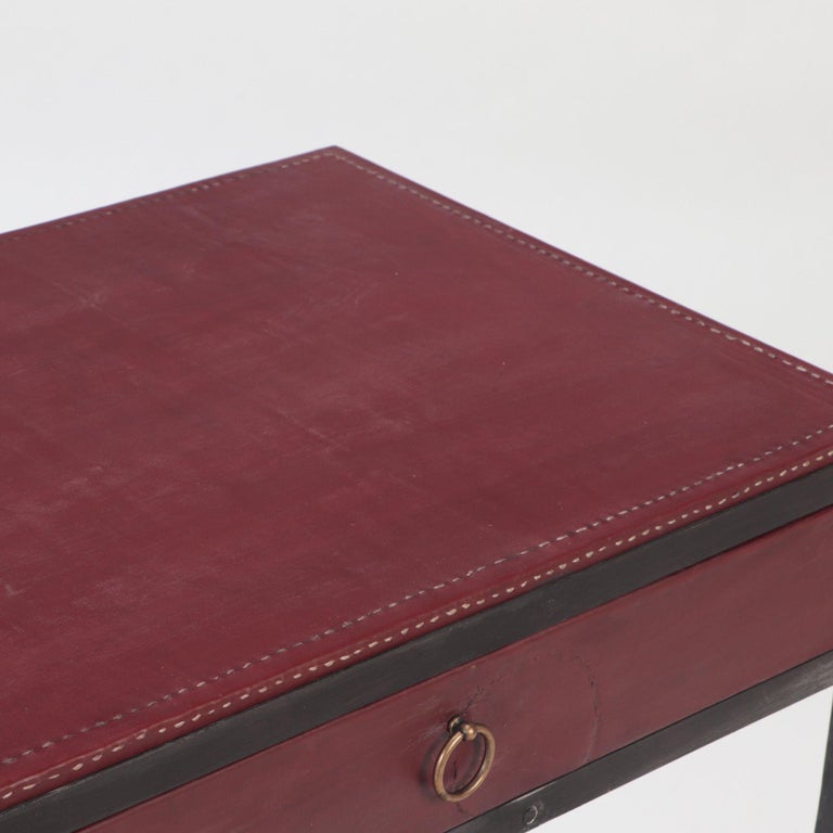 Iron and Burgundy Leather Writing Desk, Contemporary For Sale at 1stDibs