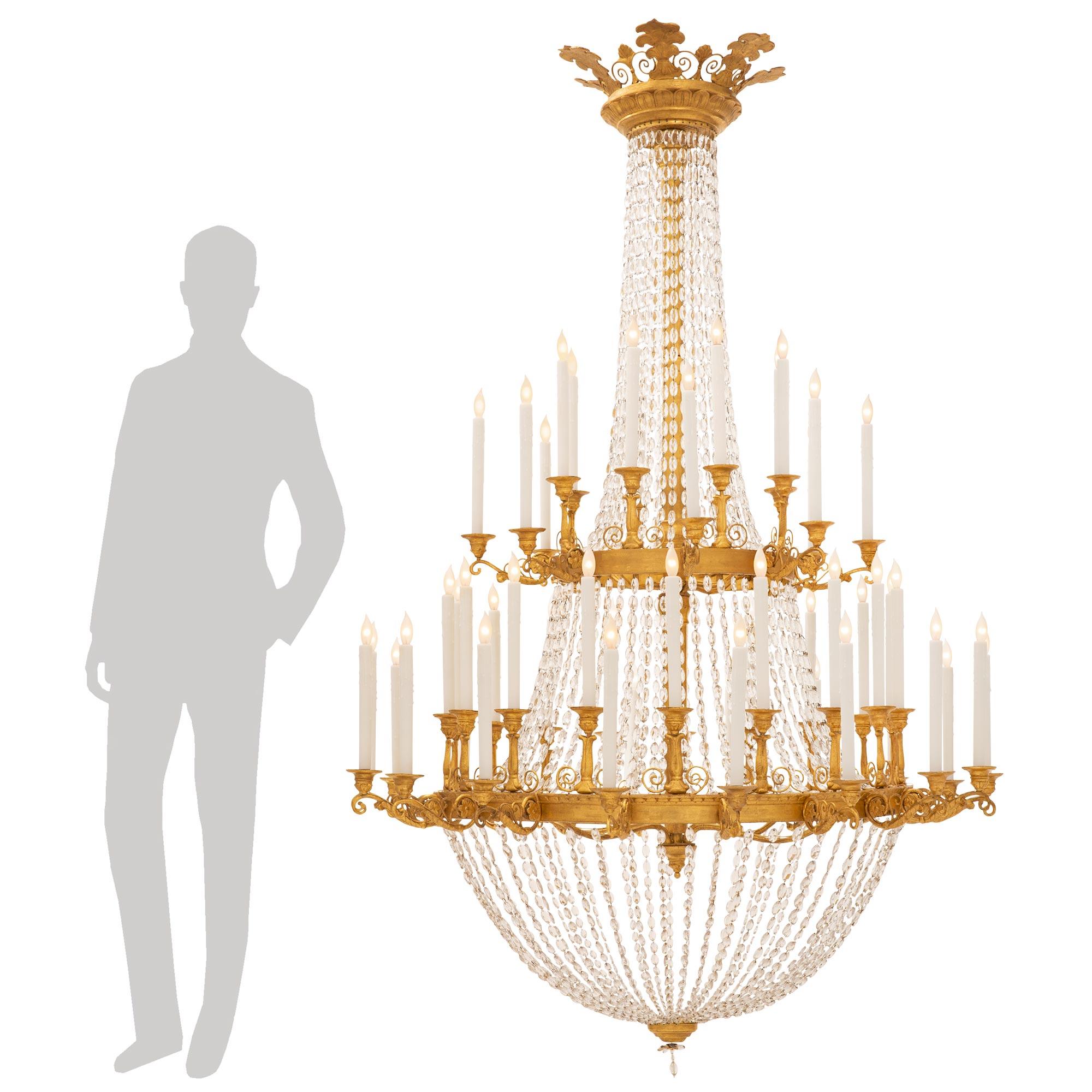 An Italian 18th century Neo-Classical st. giltwood and crystal ...
