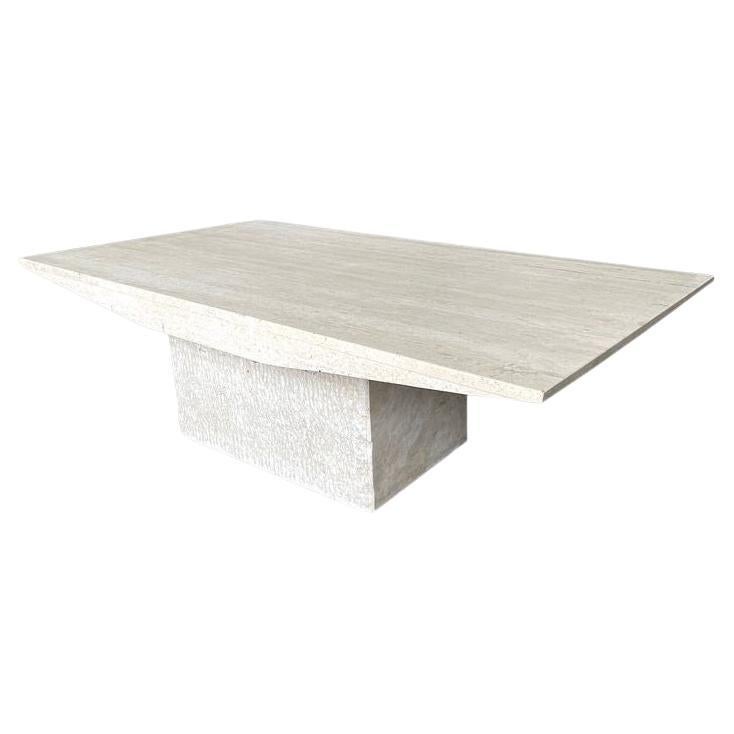 Cloud Travertine Coffee Table with Wood Base, 1970s For Sale at 1stDibs