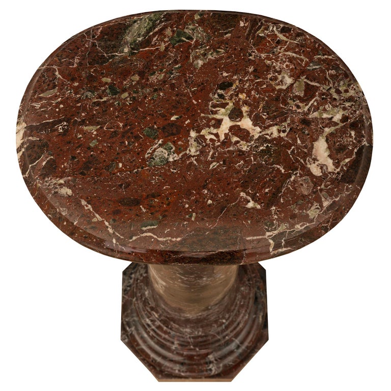Italian 19th Century Louis XVI St. Rosso Levanto Marble Pedestal Column ...