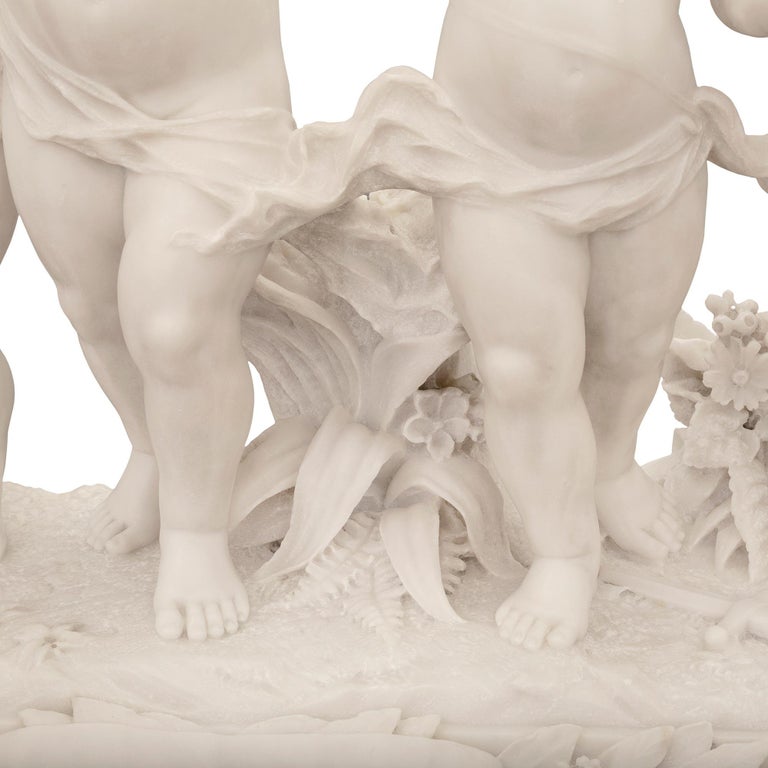 Italian 19th Century White Carrara Marble Statue of Five Cherubs For Sale at 1stDibs