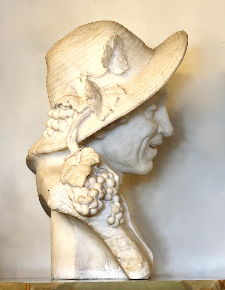Italian Carved White Marble Bust For Sale at 1stDibs