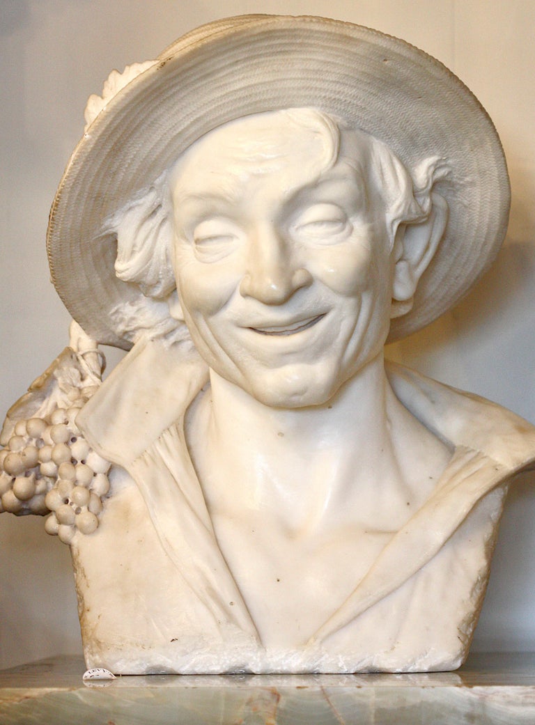 Italian Carved White Marble Bust For Sale at 1stDibs