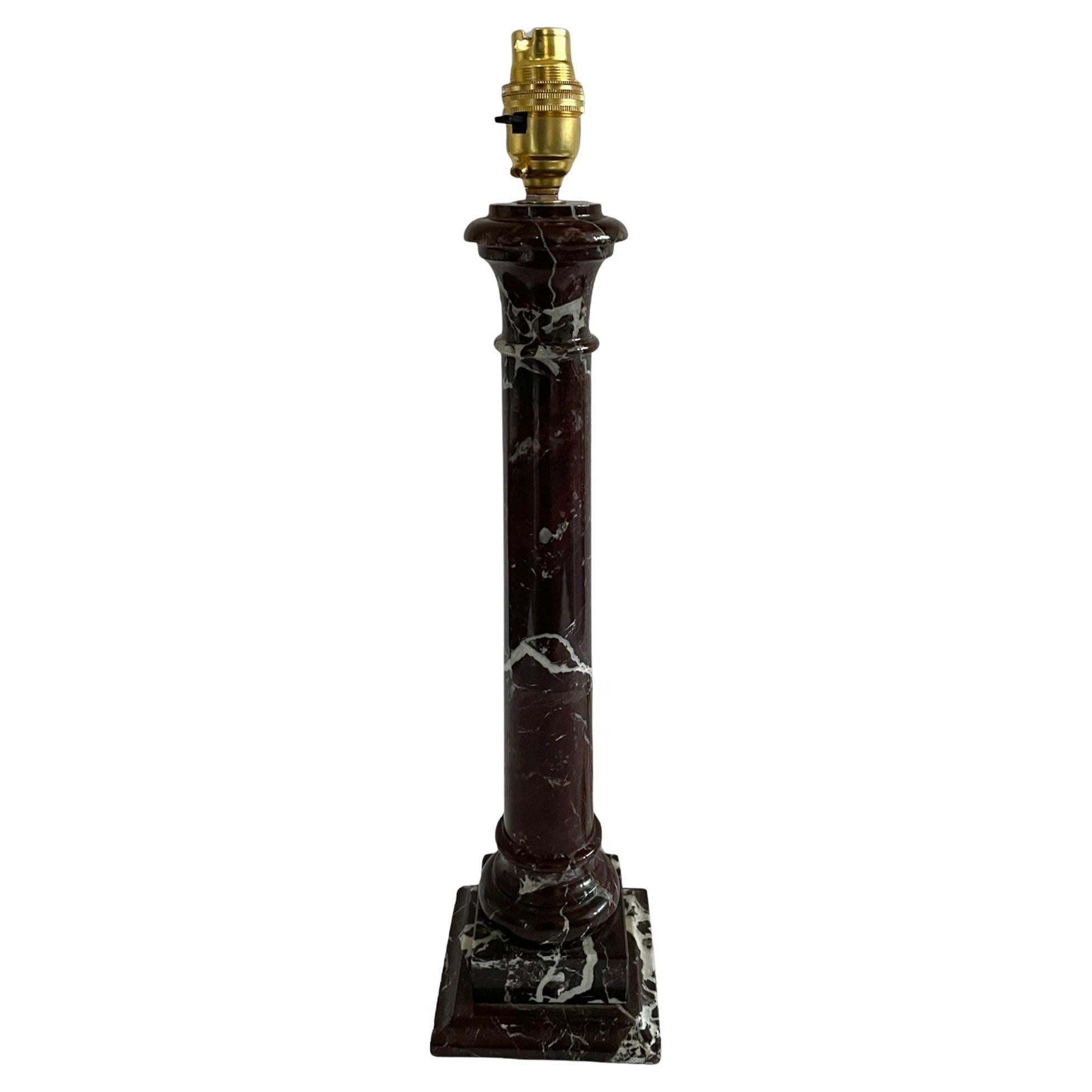 Italian Square Column Travertine Lamp, 1960 at 1stDibs
