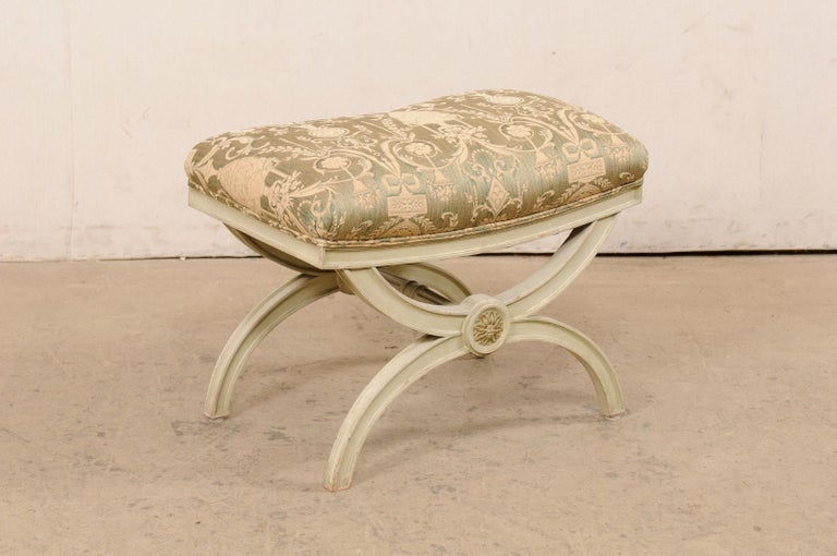 An Italian Curule Stool w/Neoclassic Fabric Seat Cushion, Mid 20th ...