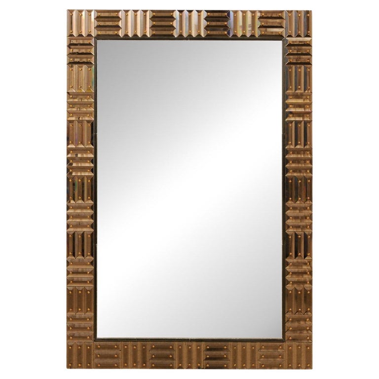 Italian Donghia Amber Mirror with Smokey Amber Venetian Glass Surround ...