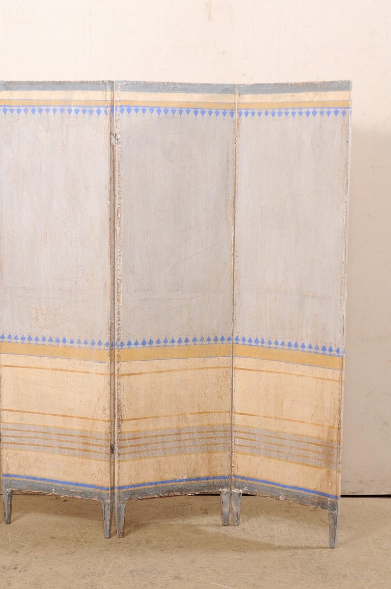 Italian Hand-Painted Folding Screen Divider For Sale at 1stDibs