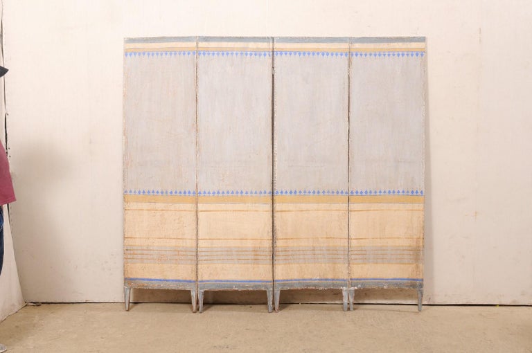 Italian Hand-Painted Folding Screen Divider For Sale at 1stDibs