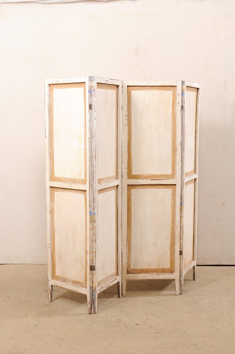 Italian Hand-Painted Folding Screen Divider For Sale at 1stDibs