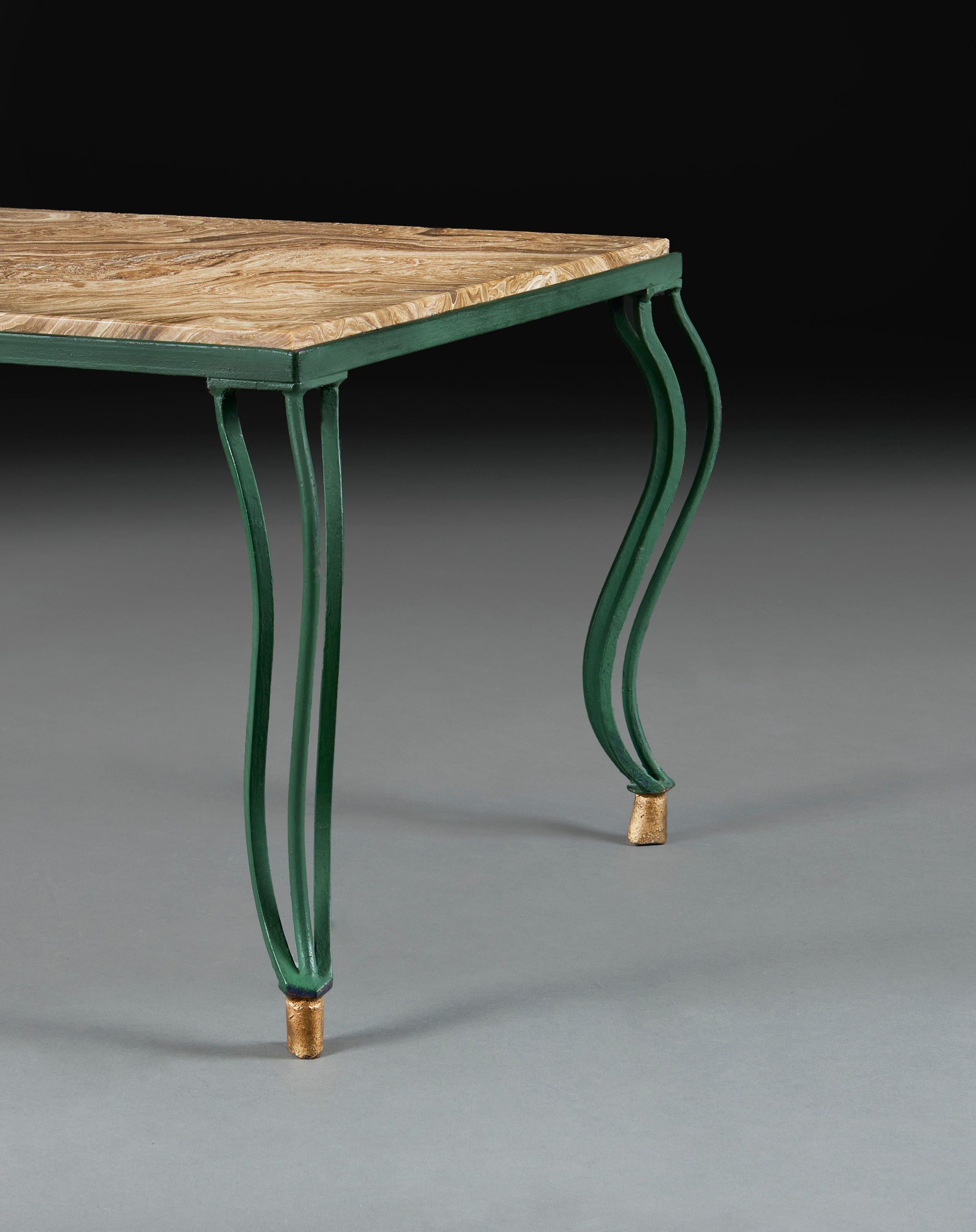 An Italian Midcentury Onyx Coffee Table With Green Scroll Legs For Sale ...