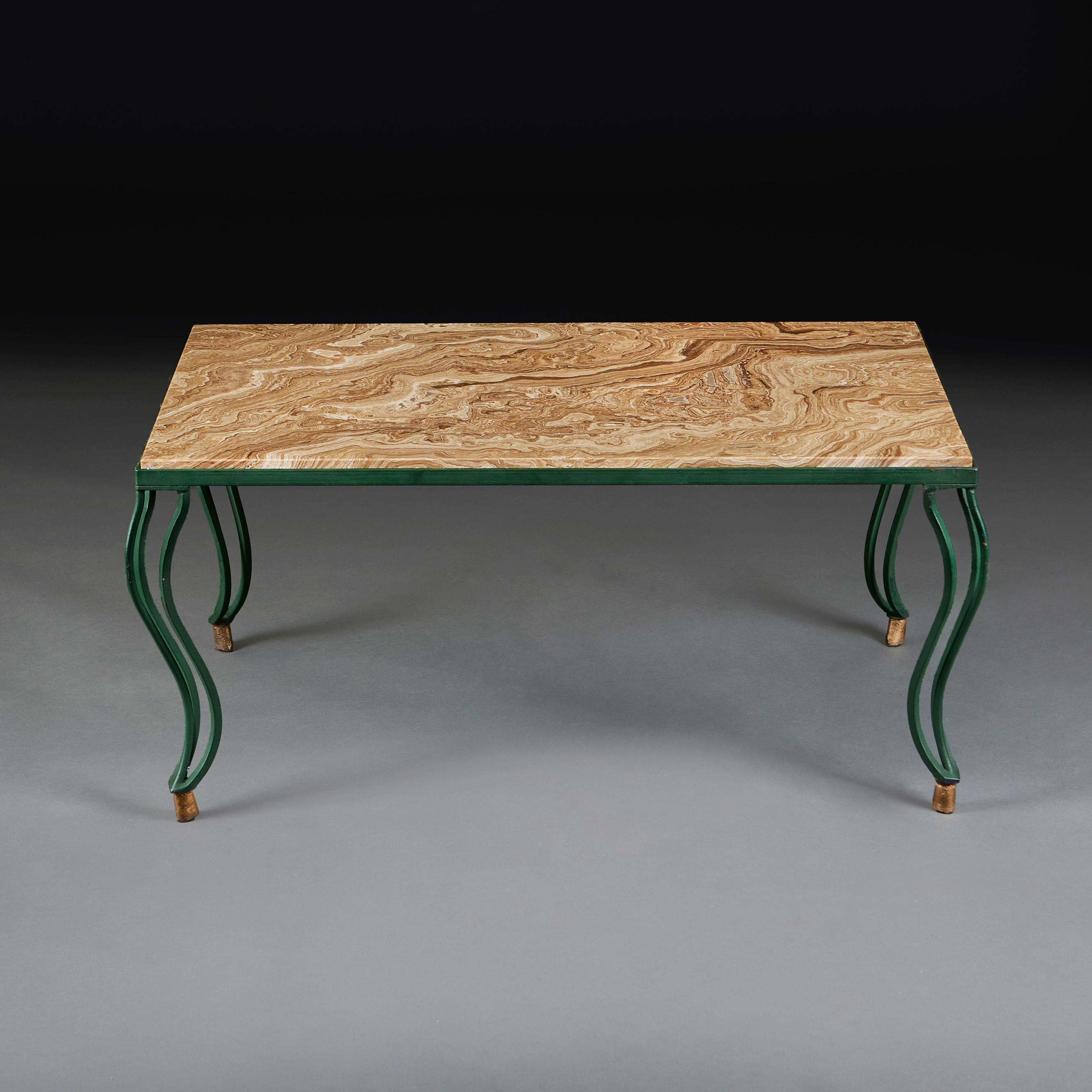 An Italian Midcentury Onyx Coffee Table With Green Scroll Legs For Sale ...