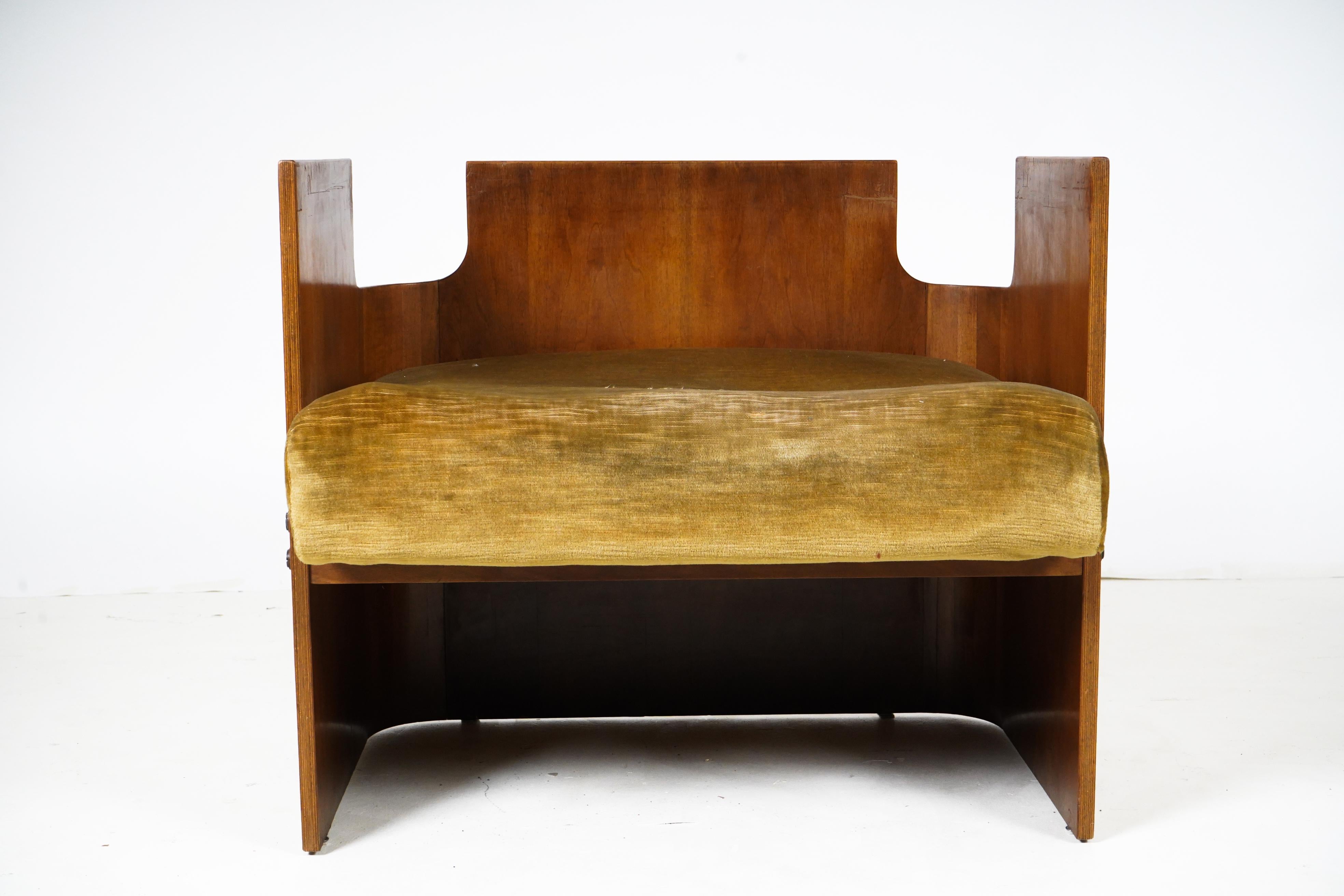 Italian Modernist Chair with Walnut Veneer at 1stDibs