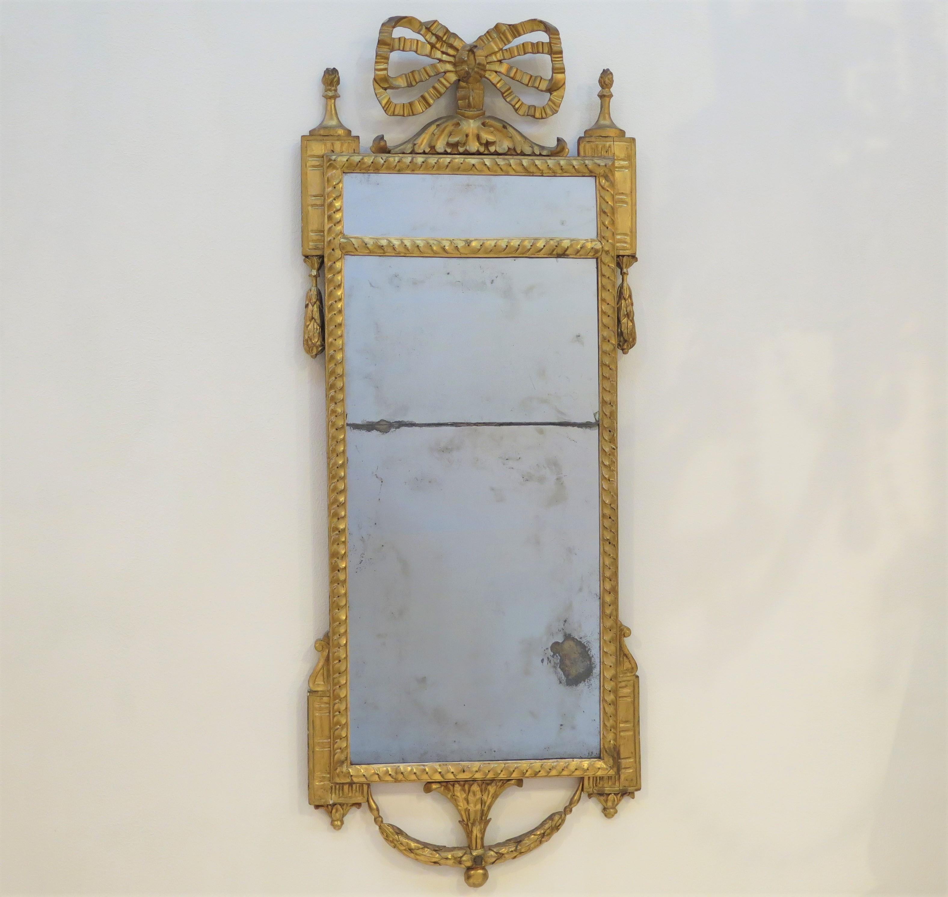 An Italian Neoclassical Carved Giltwood Pier Glass Mirror For Sale at ...
