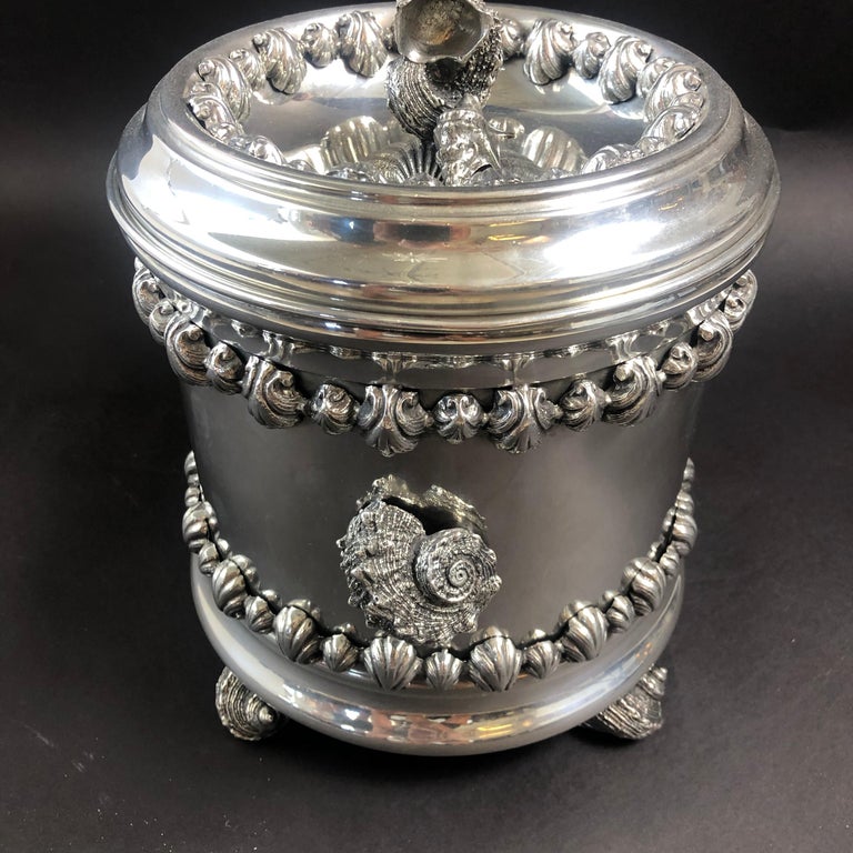 Italian Pewter Ice Bucket and Tongs, Richard Cipolla at 1stDibs