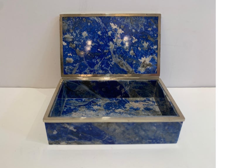 Italian Polished Blue Agate Table Box For Sale at 1stDibs