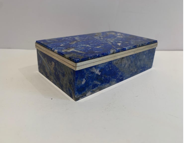 Italian Polished Blue Agate Table Box For Sale at 1stDibs