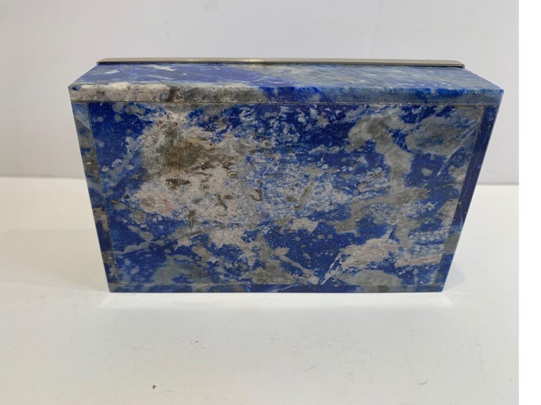 Italian Polished Blue Agate Table Box For Sale at 1stDibs